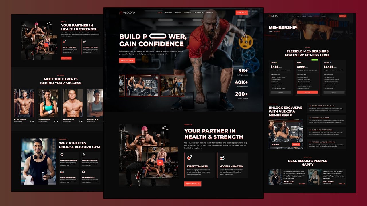 Create a Responsive Gym Website using HTML CSS and JavaScript