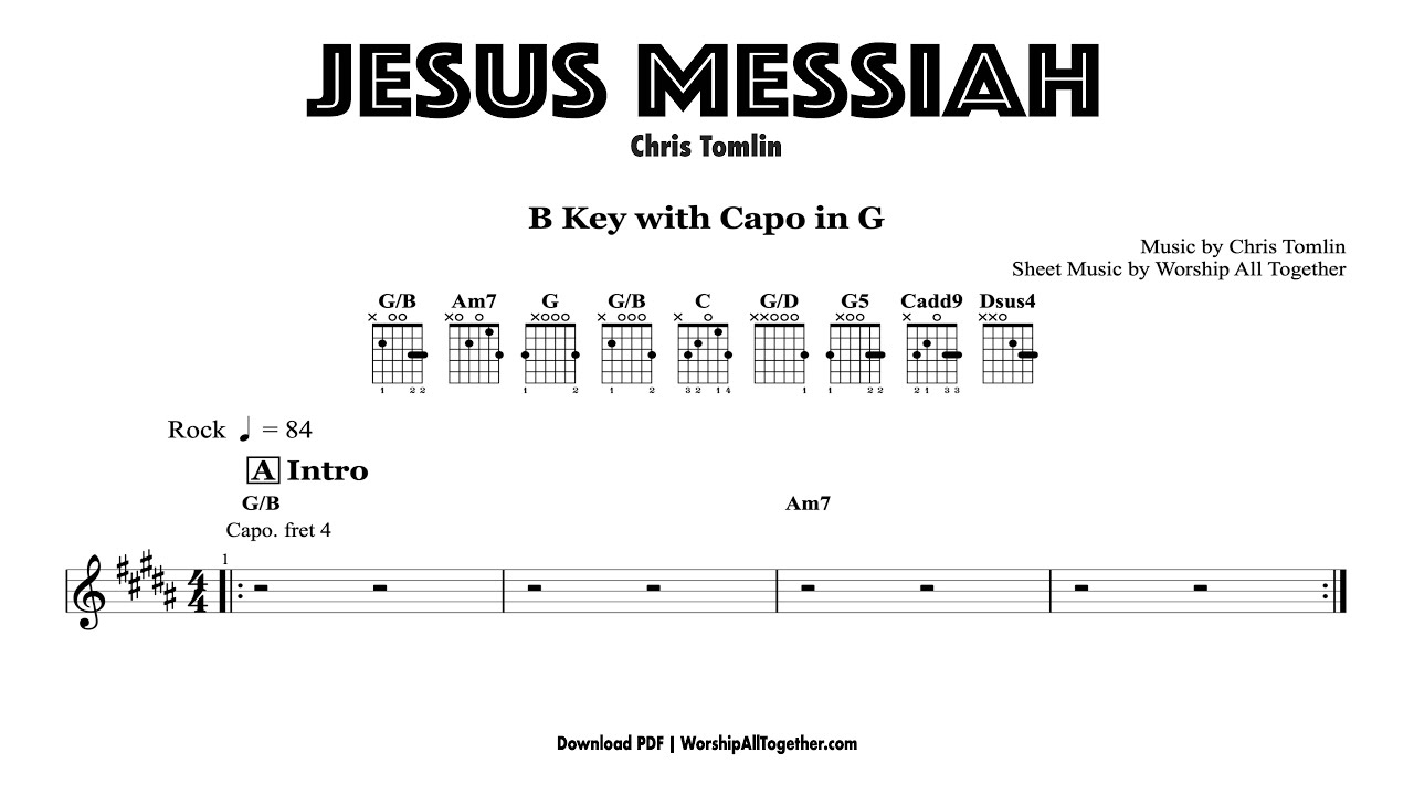 Jesus Messiah - Chris Tomlin | Sheet Music, Chord, Lyrics
