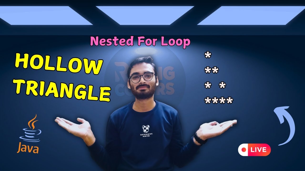 Hollow triangle pattern in java. Pattern programs in java. #javadevelopers #patternprograms