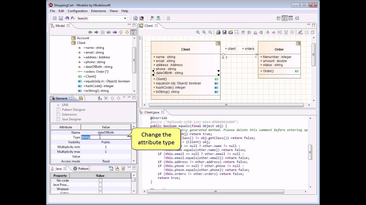 Generate Java utility methods in UML model