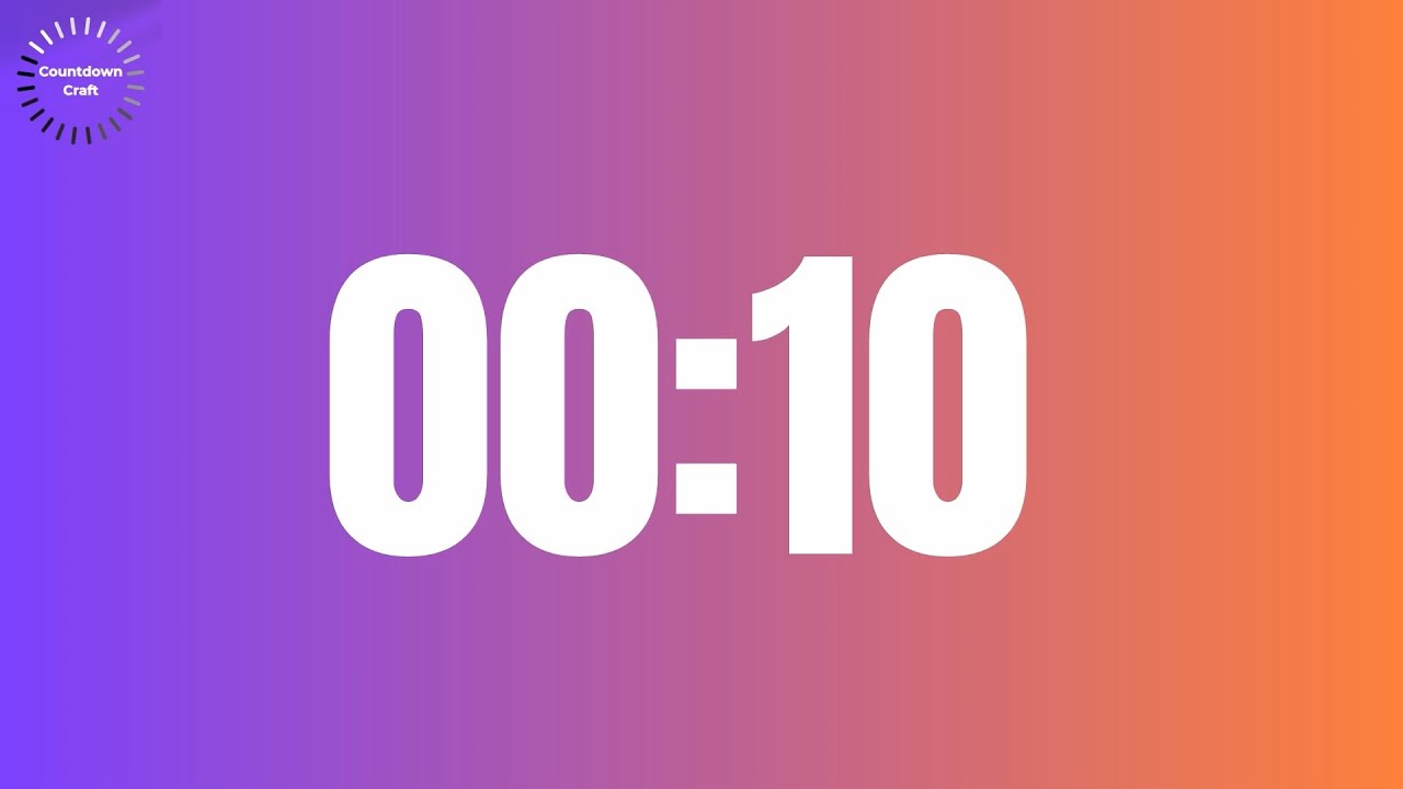 10 Seconds Countdown Timer (in Magenta & Orange Gradient Background)