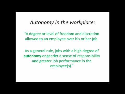 Defining Autonomy In the Workplace