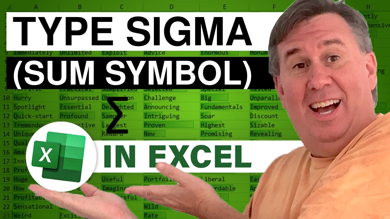 How To Type The Sum Symbol Sigma In Excel - 2575 | MrExcel Message Board