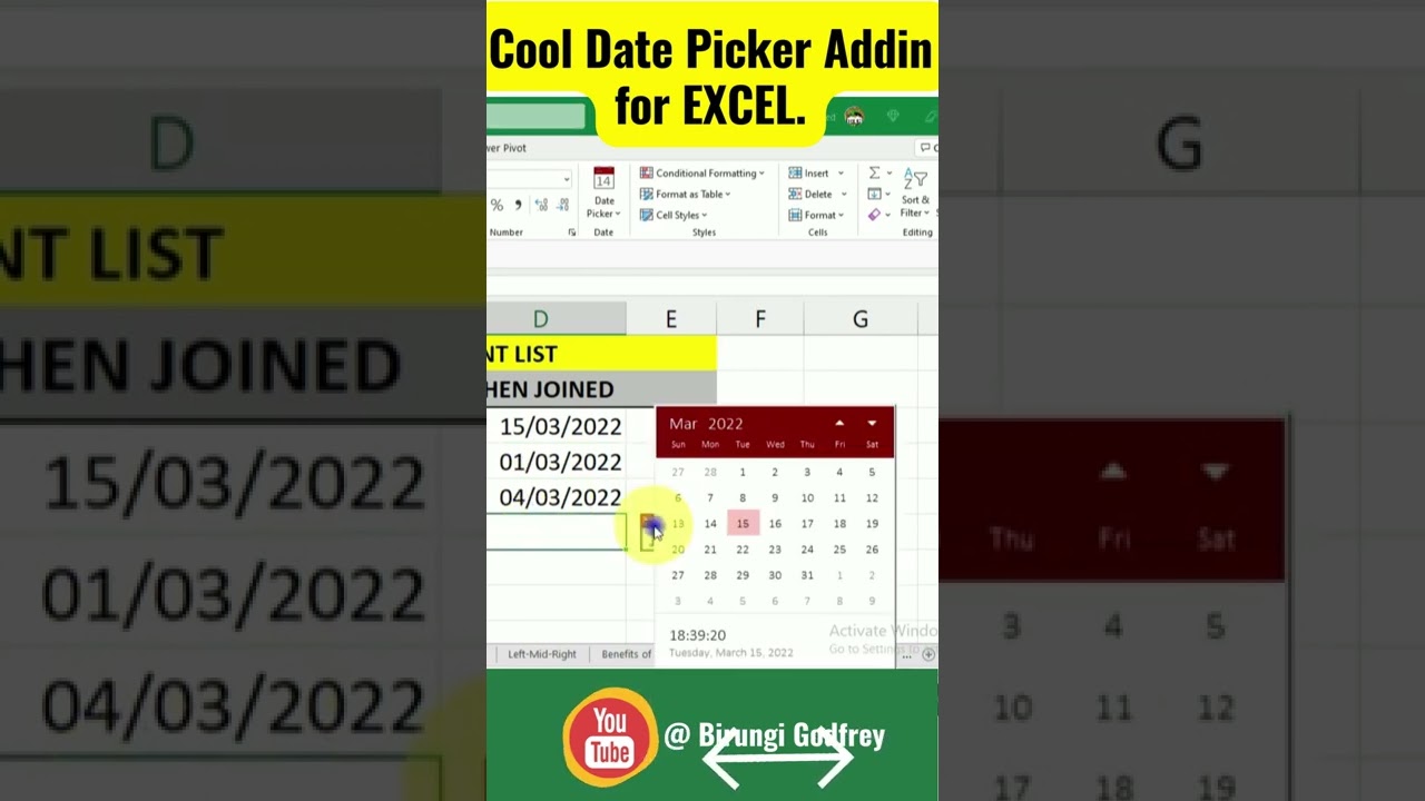 How to add Date Picker in Excel