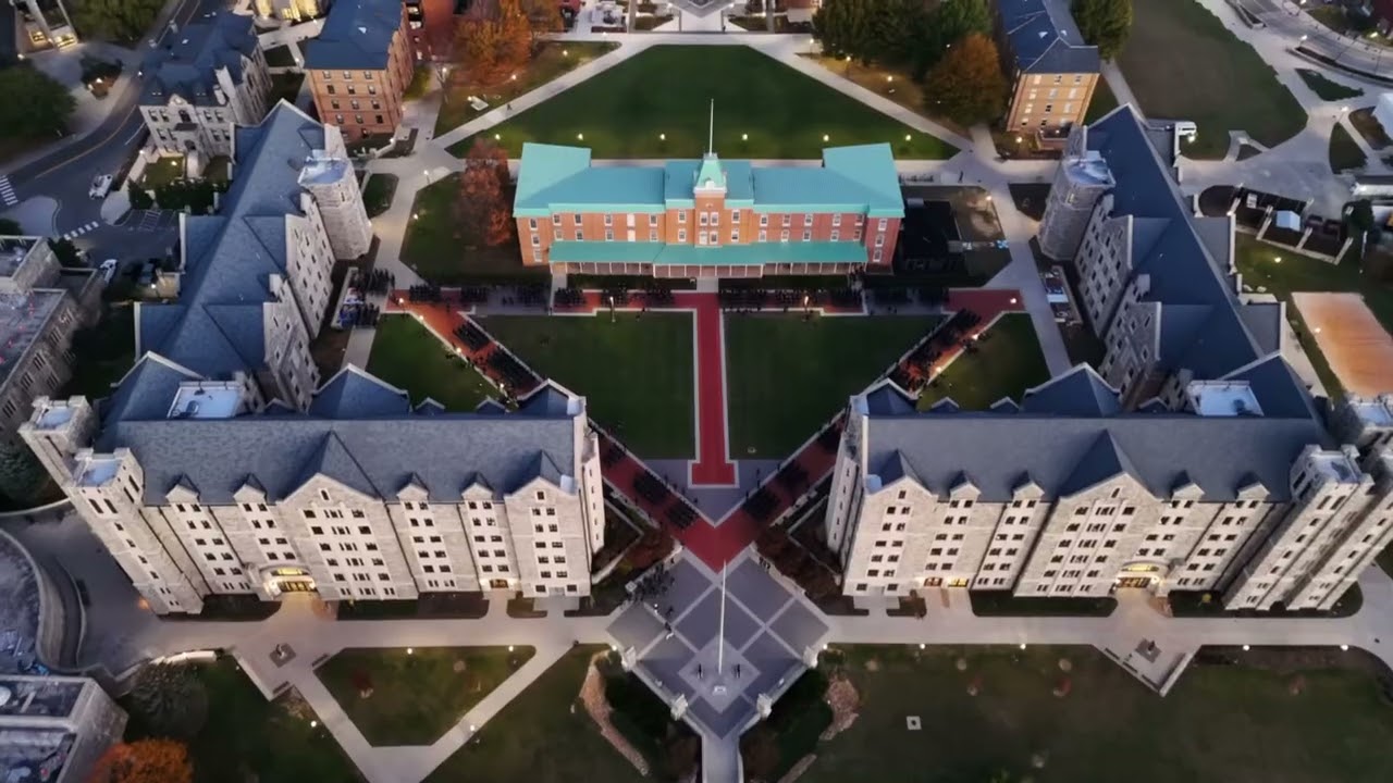Drone View of Virginia Tech Corps of Cadets Morning Formation