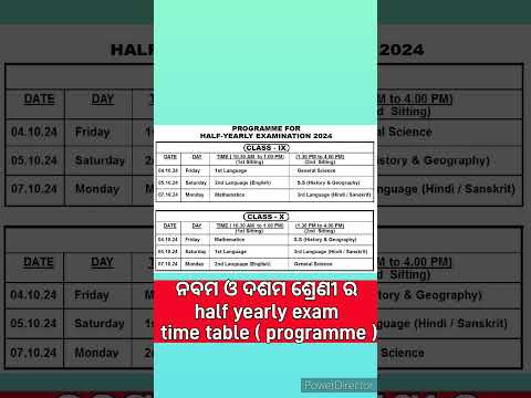 Half yearly exam program class 10 || 2024 sa1 exam timetable#shortsfeed #exam