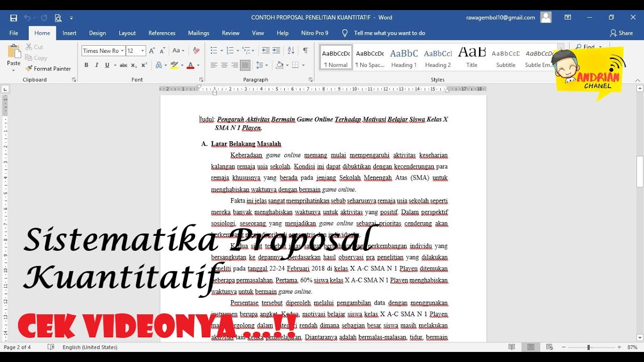 Contoh Proposal Penelitian Kuntitatif Beserta Sistematika Penulisannya