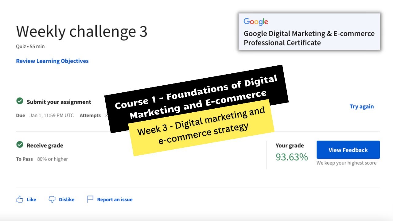 Foundations of digital marketing and e commerce weekly challenge 3 || theanswershome