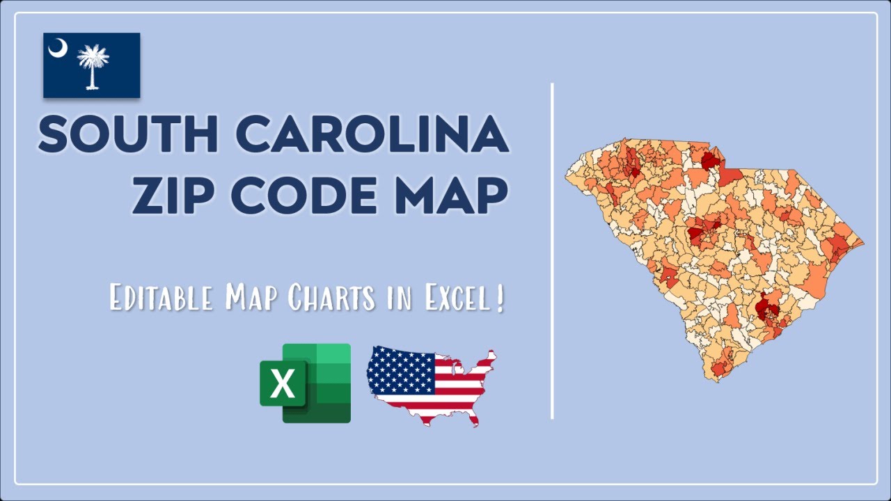 South Carolina Zip Code Map in Excel - Zip Codes List and Population Map