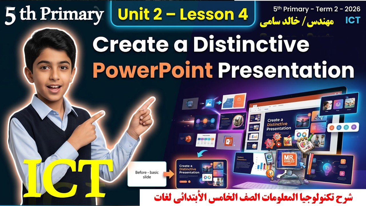 How to Create a Distinctive PowerPoint Presentation | Unit 2–Lesson 4 | ICT 5th Primary Term 2 -2026
