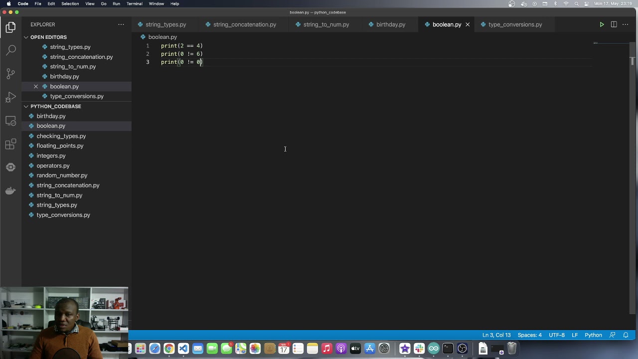 Python Programming 49 : Booleans and comparison operators