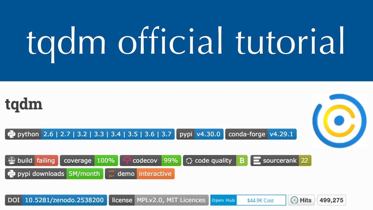 Official tqdm tutorial from the GitHub repository