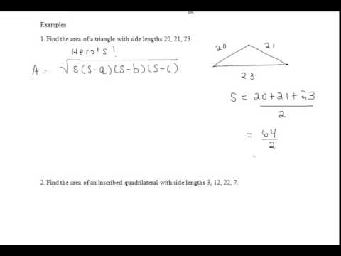 11.8 Hero's and Brahmagupta's Formulas Part II