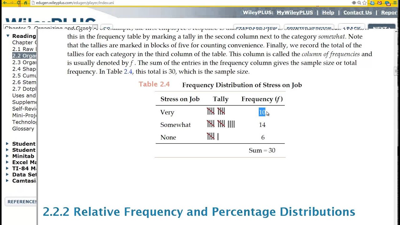 Statistics Chapter 2 section 1 and 2 Organizing raw data