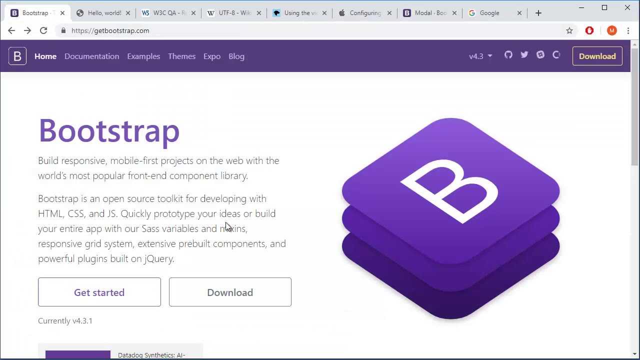 Bootstrap 4 Tutorial - 2 - Header, Footer & Standards