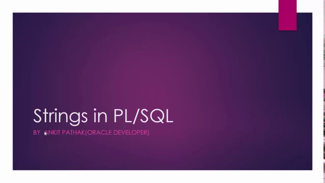 Strings in PL SQL Tutorial
