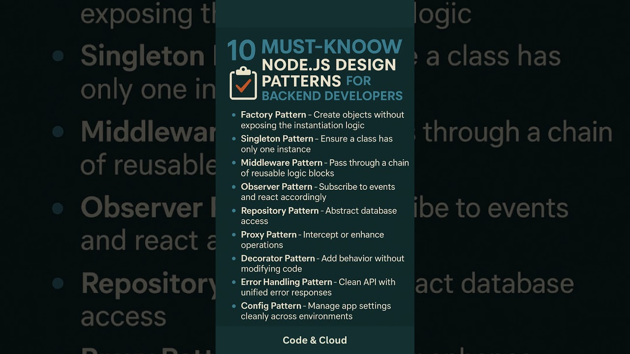 10 Node.js Patterns Every Backend Dev MUST Know💡