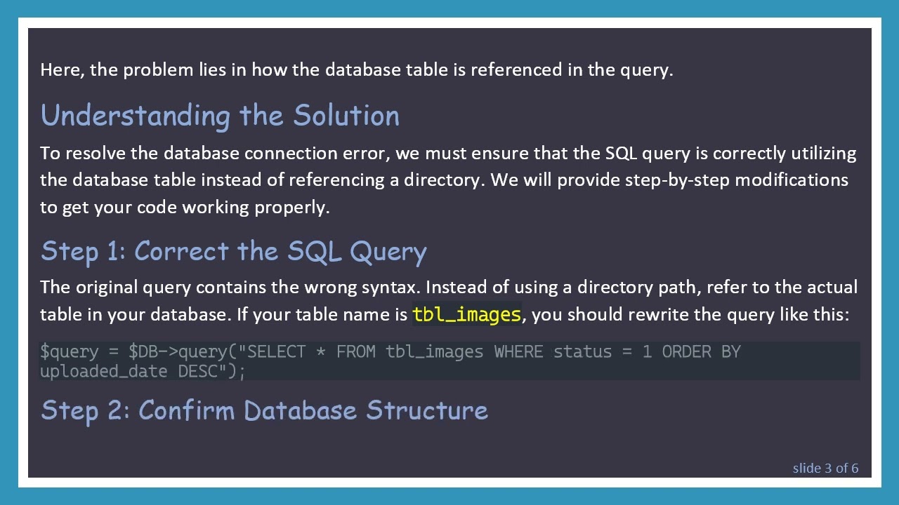 Addressing Database Connection Issues in PHP