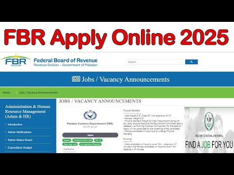 How to Apply For FBR Jobs Online Registration FBR Online Apply Process How to Apply for FBR Job 2025