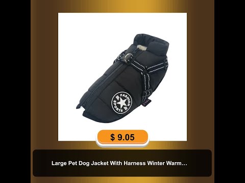 Large Pet Dog Jacket With Harness Winter Warm Dog Clothes For Labrador Waterproof Big Dog Coat Ch...