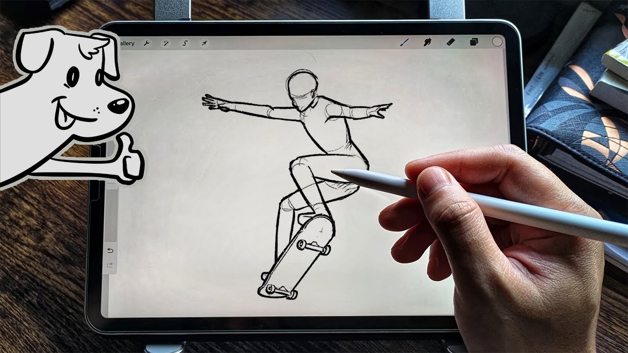 Drawing a skateboarding pose (mannequin frame) 🛹