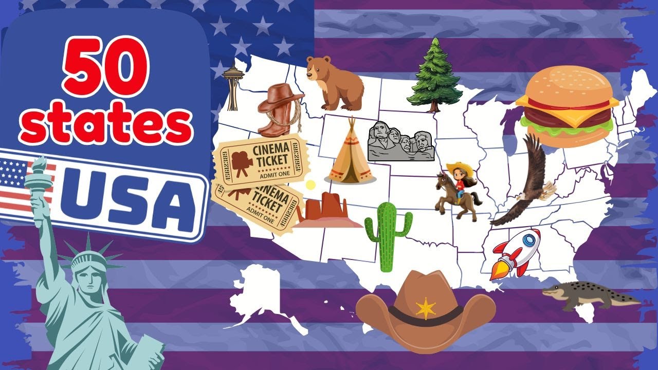 All 50 States of USA for Kids |  Amazing Facts About Each State.