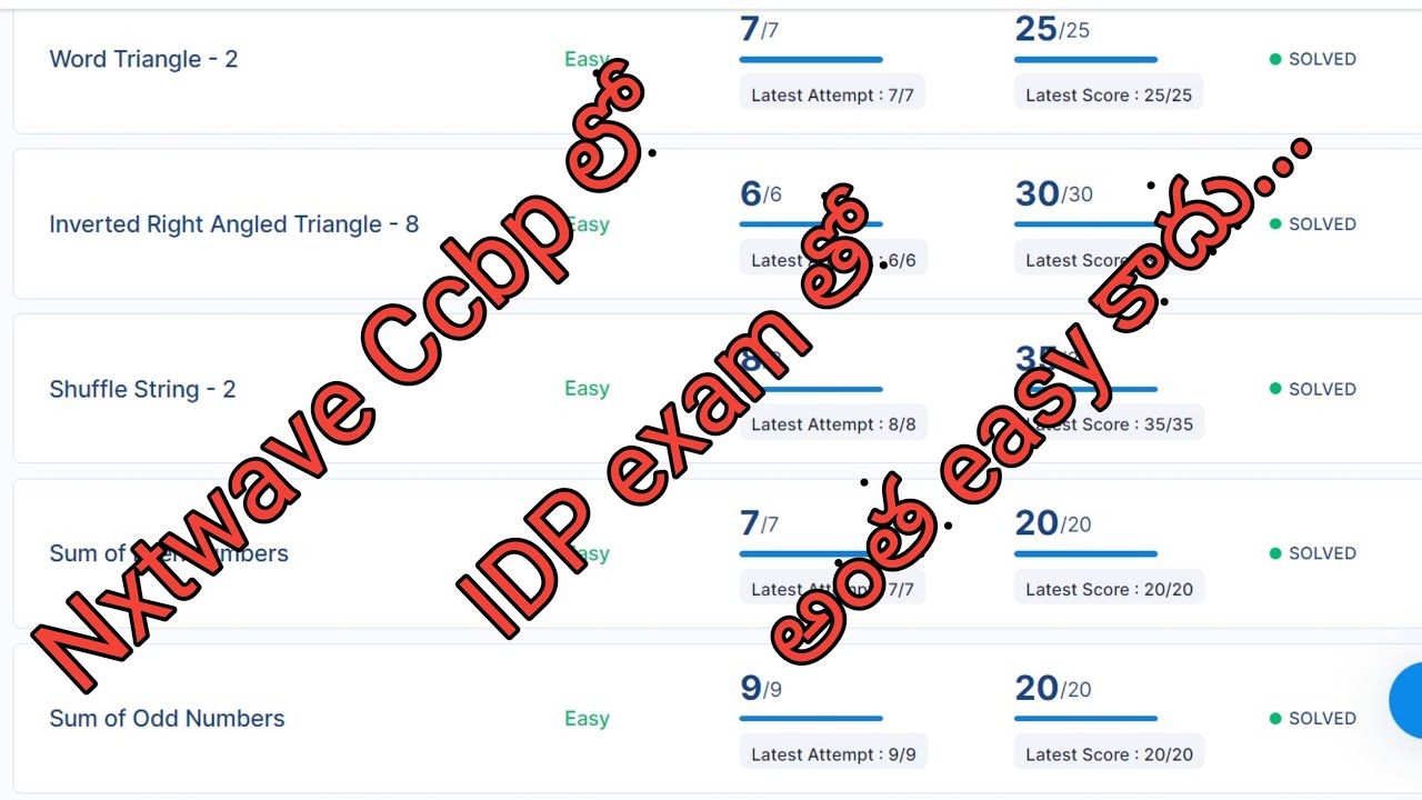 NxtWave CCBP | Python IDP Exam | Python IDP in Nxtwave | #idp