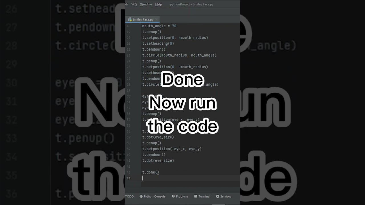 Draw Smiley face in python | turtle | turtle graphics #21 #shorts #python #pythontutorial