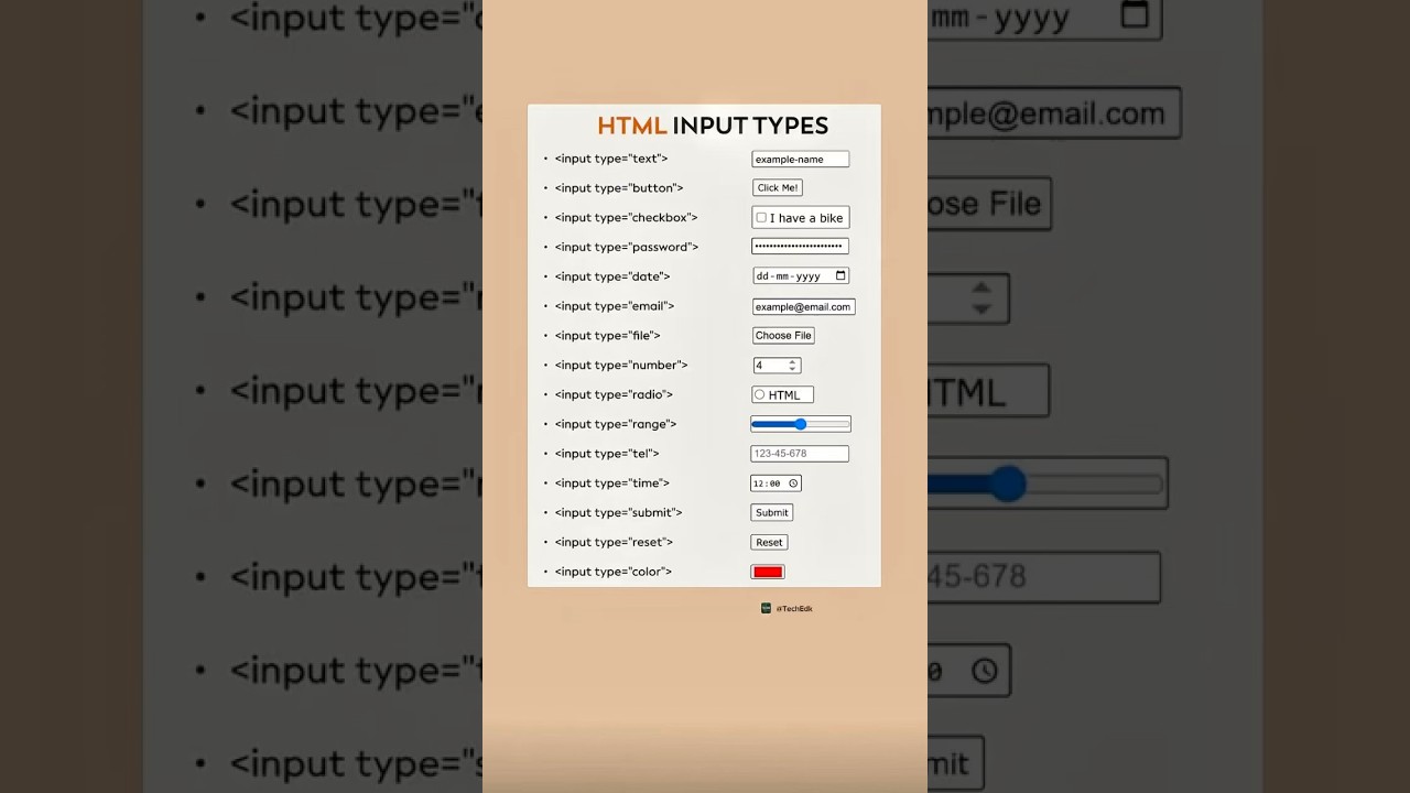 HTML Input Types Explained 🔥 | Complete List of HTML5 Form Inputs for Beginners (2025 Tutorial)
