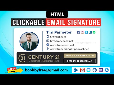 Professional clickable HTML email signature for outlook, Gmail, iPhone Clickable Email Signature