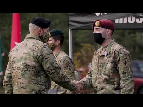 Sgt. Alexander Jabin, 1st SFG (A), is awarded the Soldier's Medal