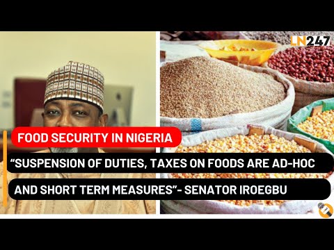 “SUSPENSION OF DUTIES, TAXES ON FOODS ARE AD-HOC AND SHORT-TERM MEASURES”- SENATOR IROEGBU