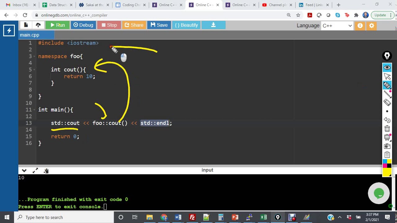 CC01 - Video 7 - A note on using namespace std; and why it's sometimes considered bad practice