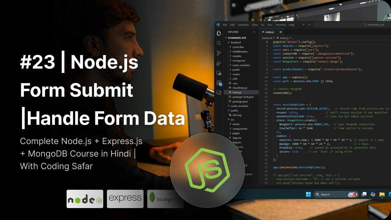 NodeJS Tutorial in Hindi #23 | Node.js Form Submit | Handle Form Data