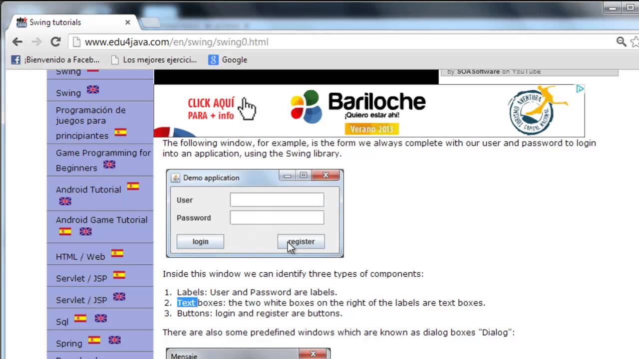 User interface programming. Java Swing. Video Tutorials in English
