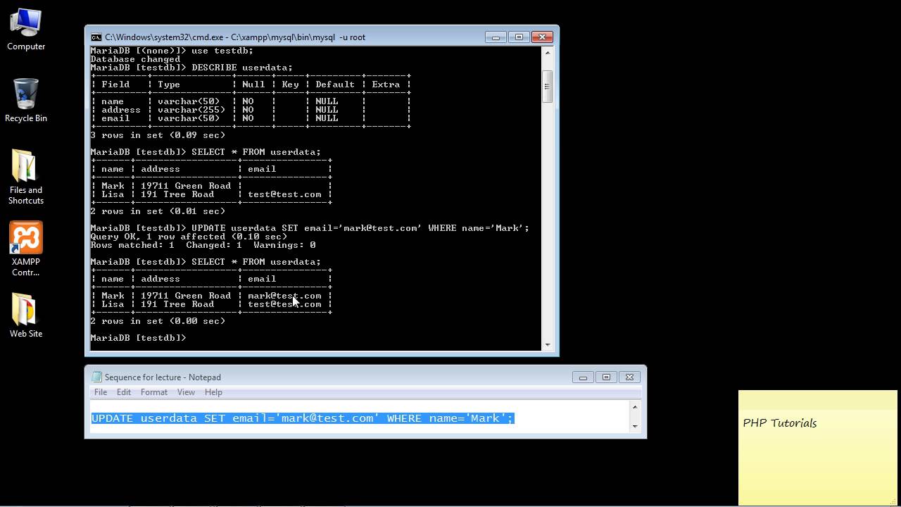 PHP Tutorial for Beginners - Updating rows