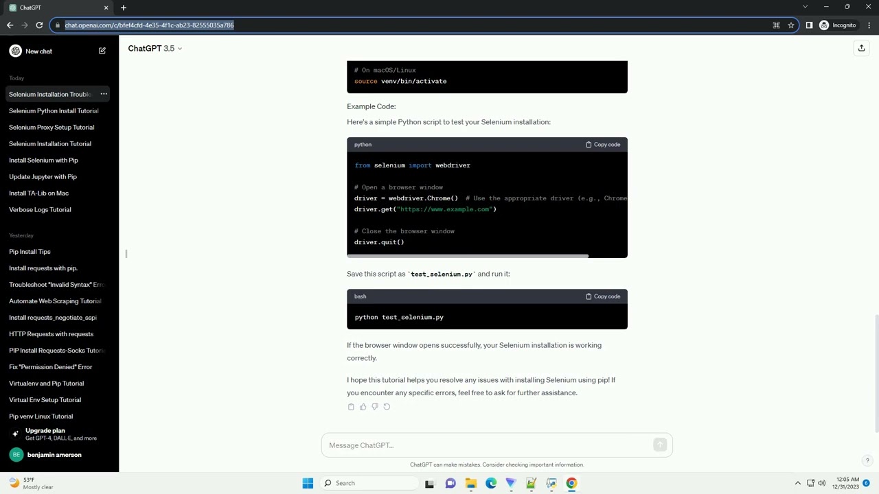 pip install selenium python not working