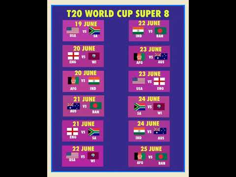T20 World Cup 2024 ๐๐Super 8 full Schedule