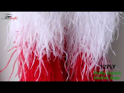 Custom High-Quality 12PLY Fluffy Ostrich Feather Boas For Luxury Party Shawl Dancing Dress Sewing