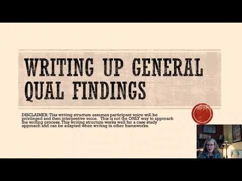 Writing up General Qualitative Findings