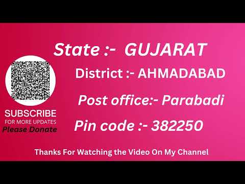 Gujarat Ahmadabad Parabadi Ka pin code 382250 / Ahmadabad Parabadi ka post office