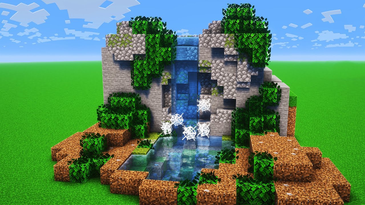 Minecraft Waterfall Build Tutorial - How to Build a Waterfall in ...