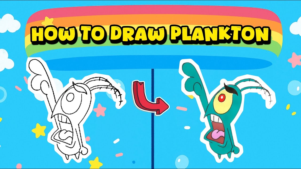 How to Draw Sheldon J. Plankton from SpongeBob SquarePants Easily