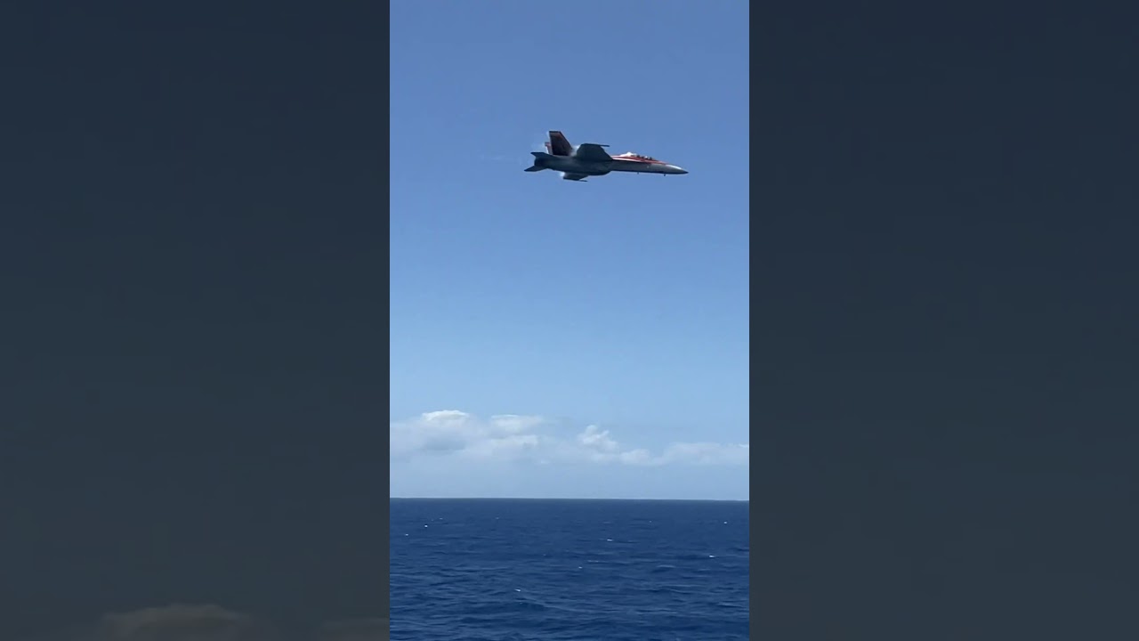 F-18F Super Hornet super sonic pass. VFA-94 “Mighty Shrikes” change of command ceremony. USS NIMITZ