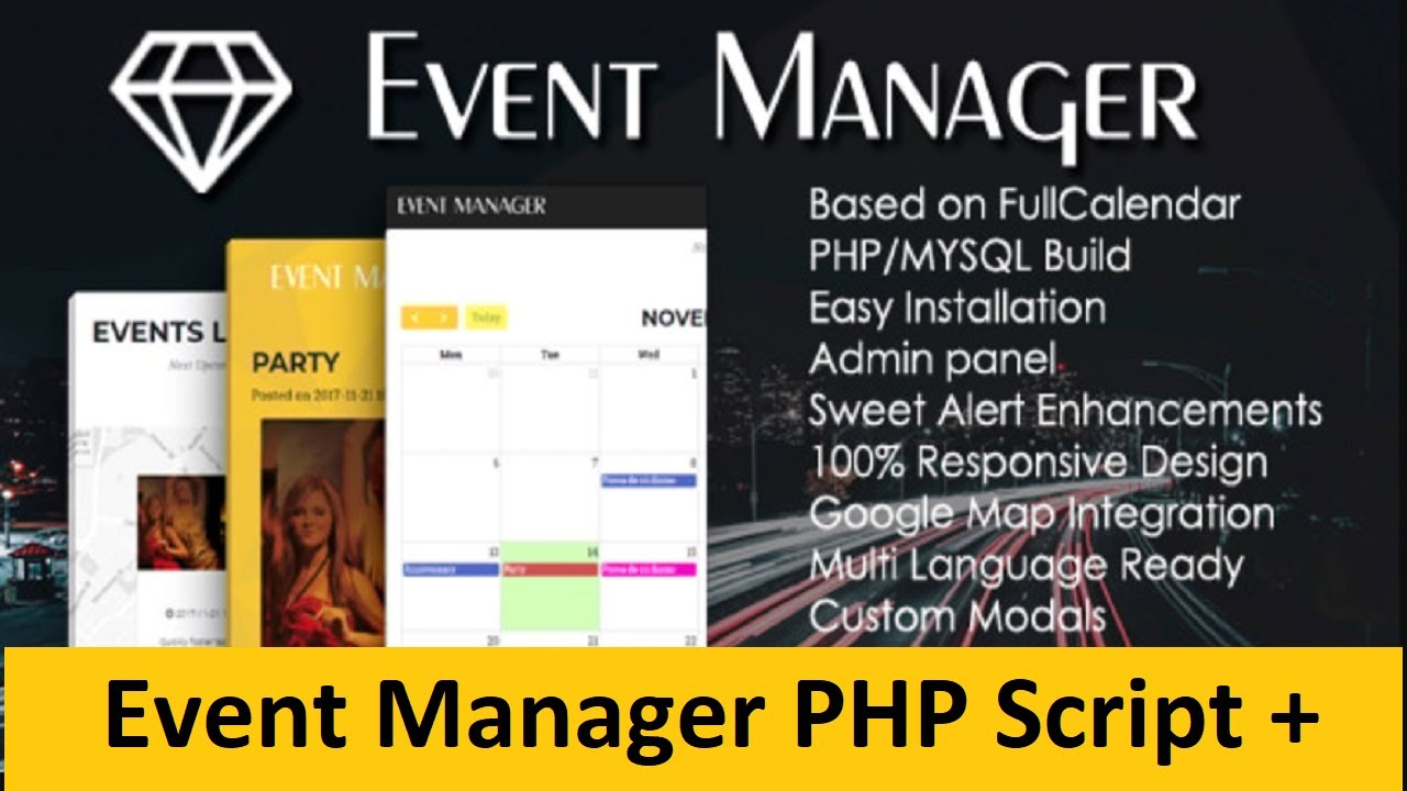 Event Manager PHP Script + Admin panel.