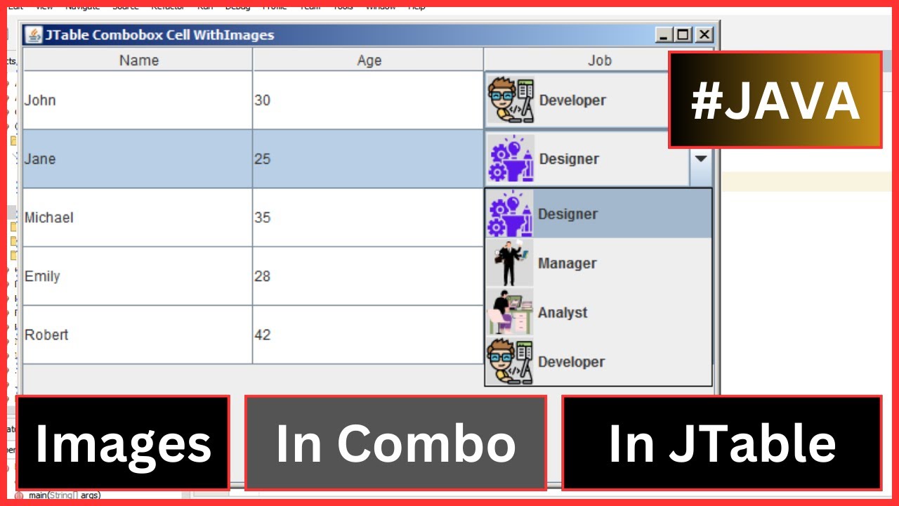 How to Add ComboBox with Images in JTable | Java Swing Tutorial [ With Source Code ]