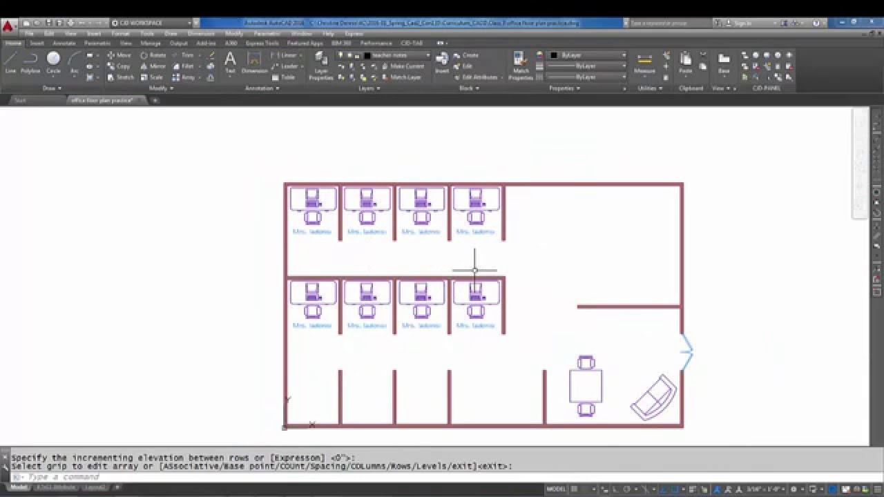 Autocad 2016 - Rectangular Array #65