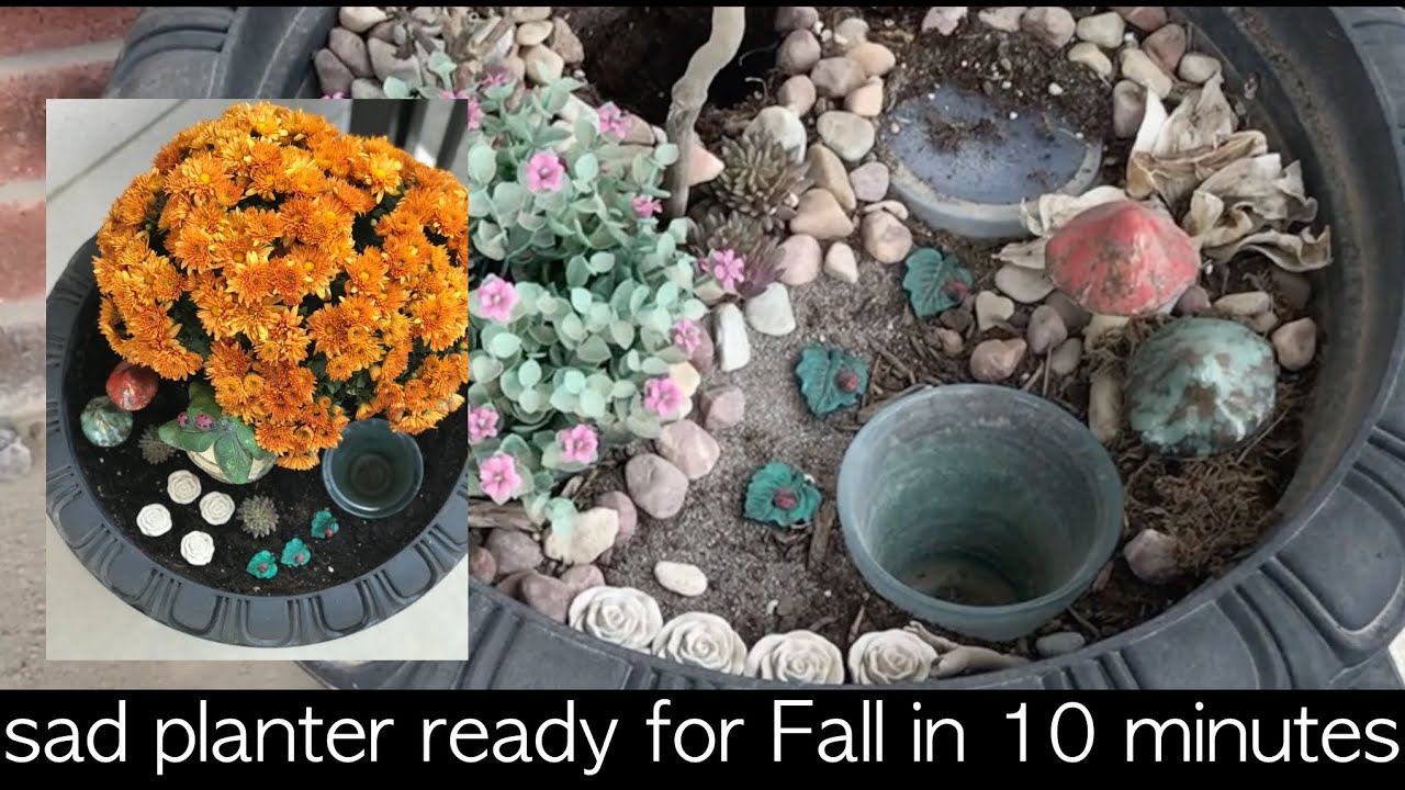 Front porch DIY fall planter | Dusty planter to fairy garden bird bath | Fall decor ideas
