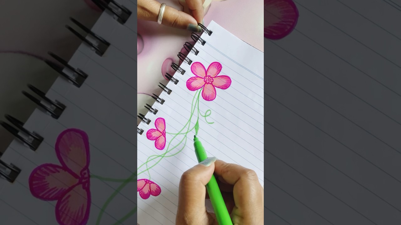 Flower border design 🌸#shortvideo #art #borderdesign #shorts #flowers #pink