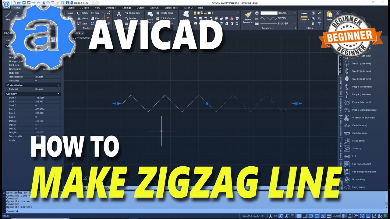 How To Make Zigzag Line In AviCAD